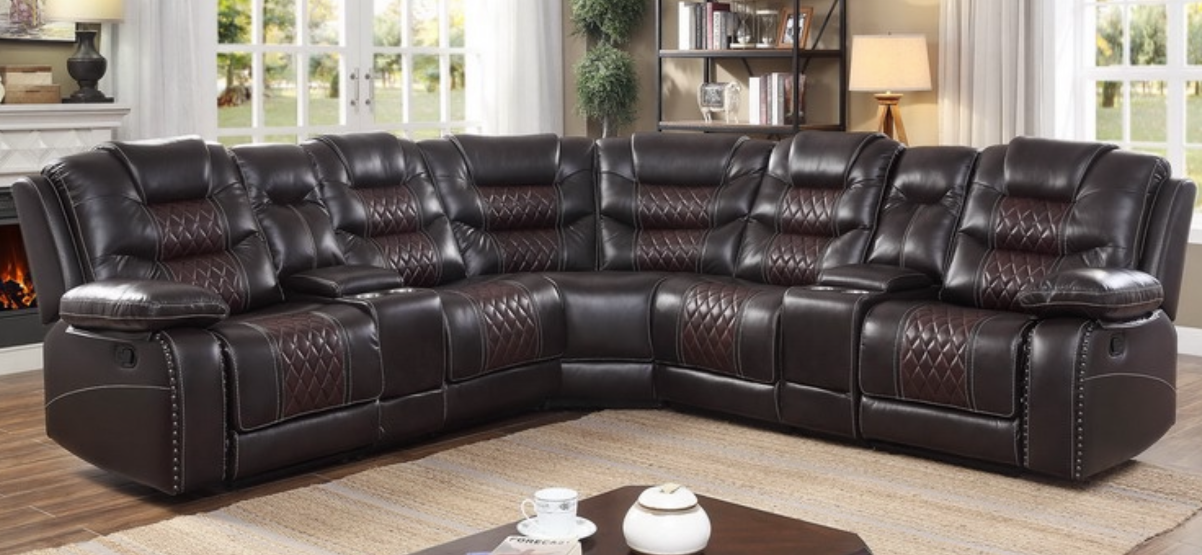 AIR LEATHER RECLINER SECTIONAL SOFA SET VIVI Furniture